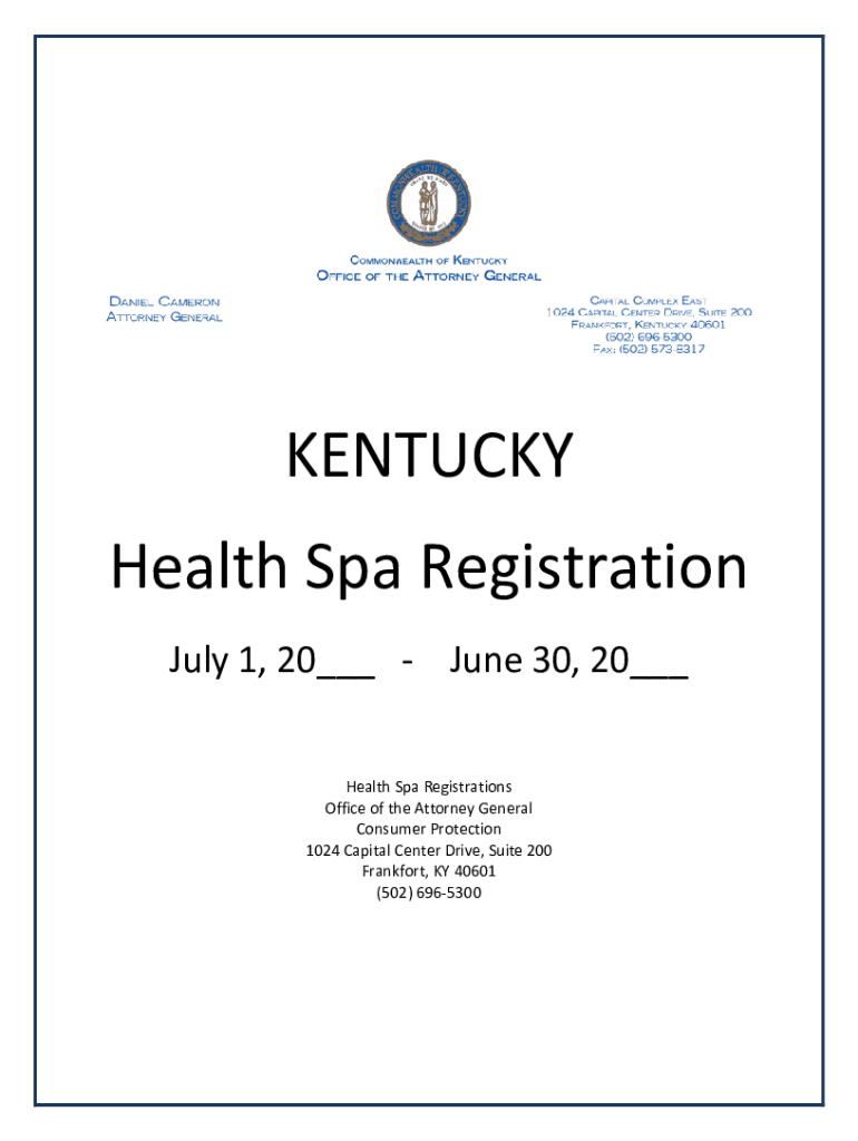 Fillable Online ag.ky.govAG Business FormsHealth Spa Affidavit of ...