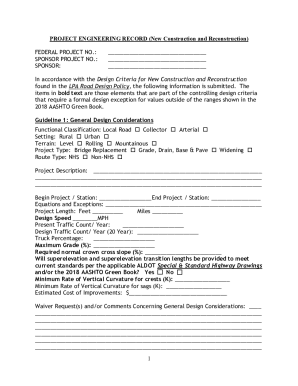 Fillable Online PROJECT ENGINEERING RECORD (New Construction and ...
