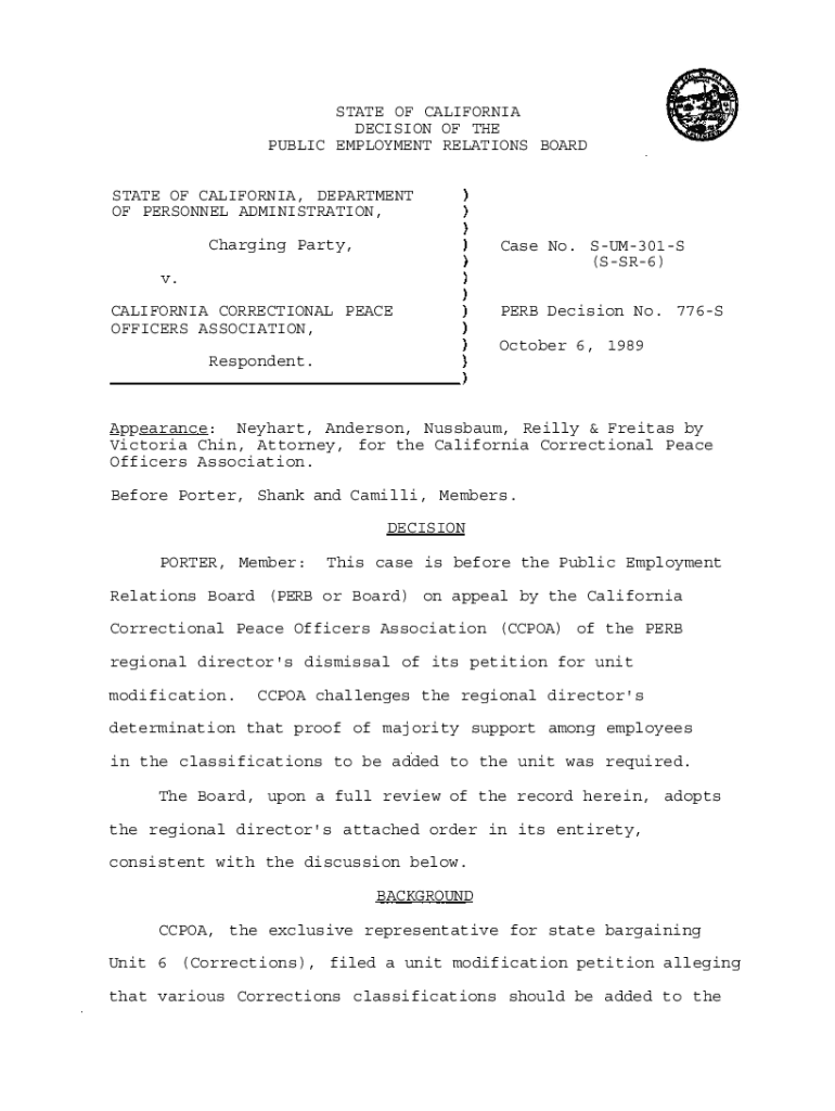 Fillable Online perb ca PERB Decision-0776S - State of California ...