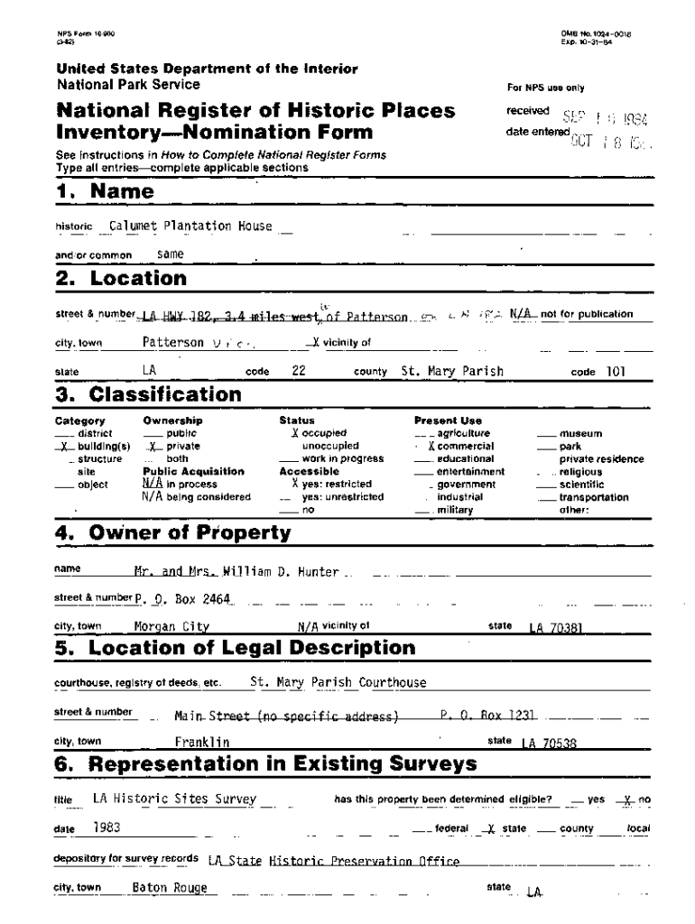 Fillable Online Fillable Online Fillable Online NPS Form 10-900 OMB No ...