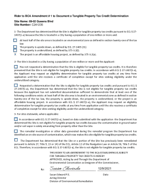 Fillable Online Rider to BCA Amendment # 1 to Document a Tangible ...