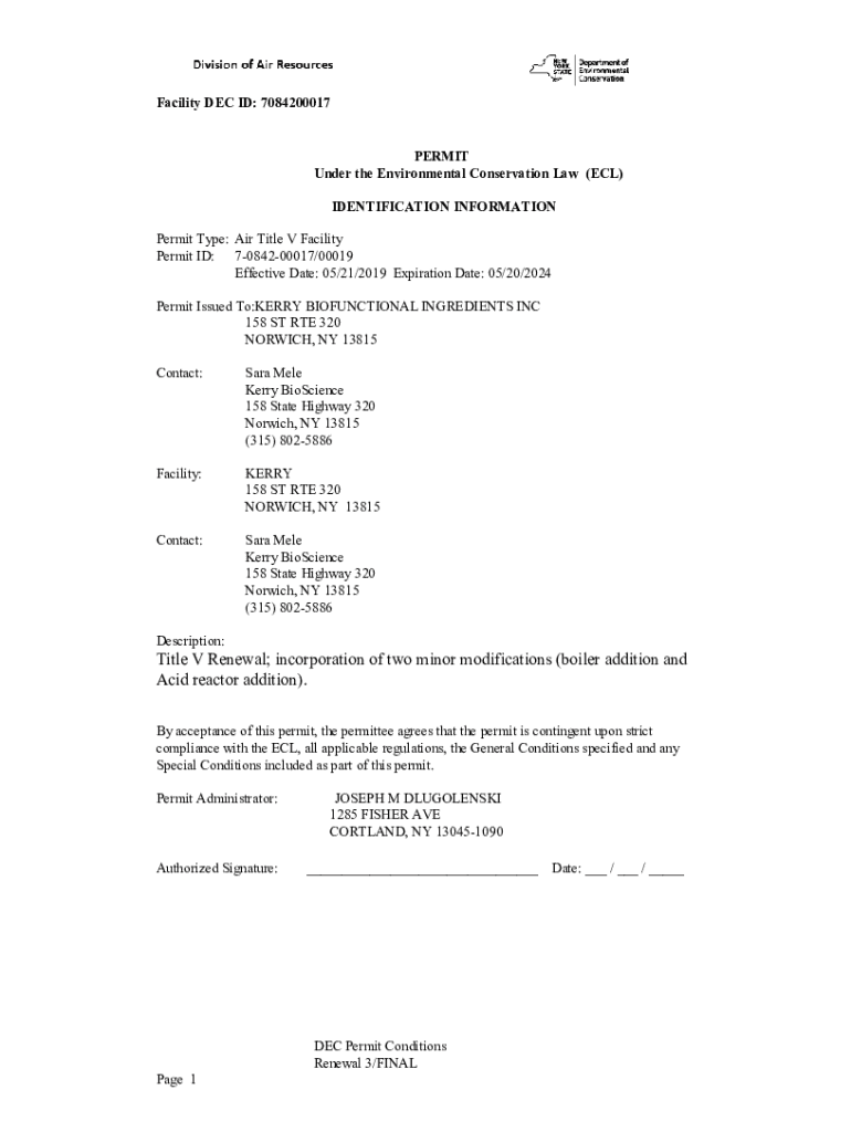 Fillable Online Title V Renewal; incorporation of two minor ...