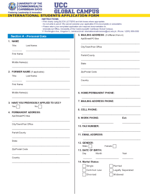 Fillable Online ucc edu UCC Global International Application Form Fax Email Print - pdfFiller