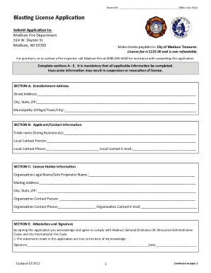 Fillable Online Apply for Blasting Licenses and Explosives UserApply for Blasting Licenses and ...