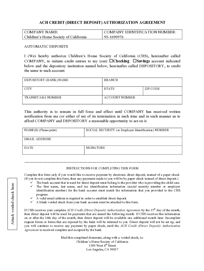 Fillable Online ACH Authorization FormsWhat is an ACH direct deposit ...