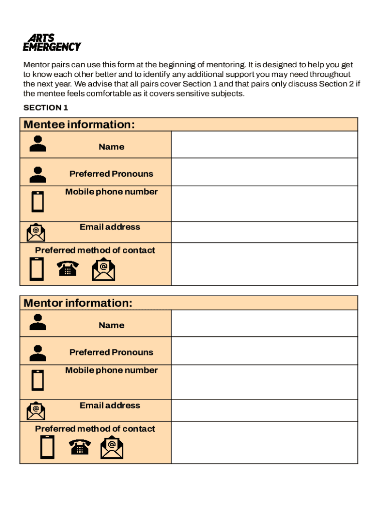 Fillable Online Mentorship Pairing Questionnaire Form TemplateJotform ...