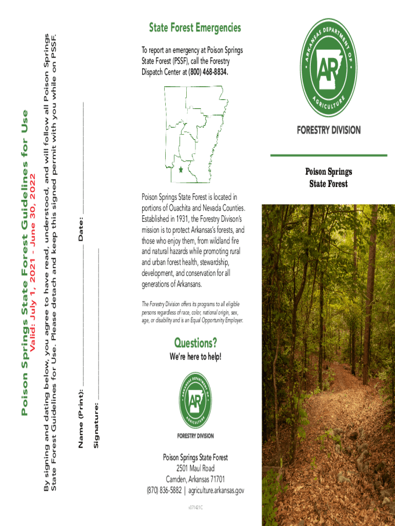 Fillable Online Questions? Poison Springs State Forest Guidelines for ...