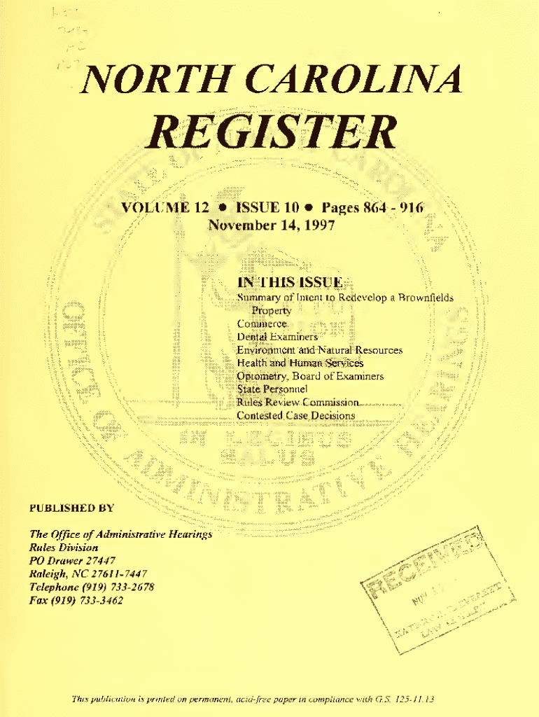 Fillable Online files.nc.govNC-Register-Volume-12-Issue-10North ...