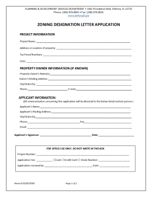 Fillable Online ZONING DESIGNATION LETTER APPLICATION Fax Email Print ...