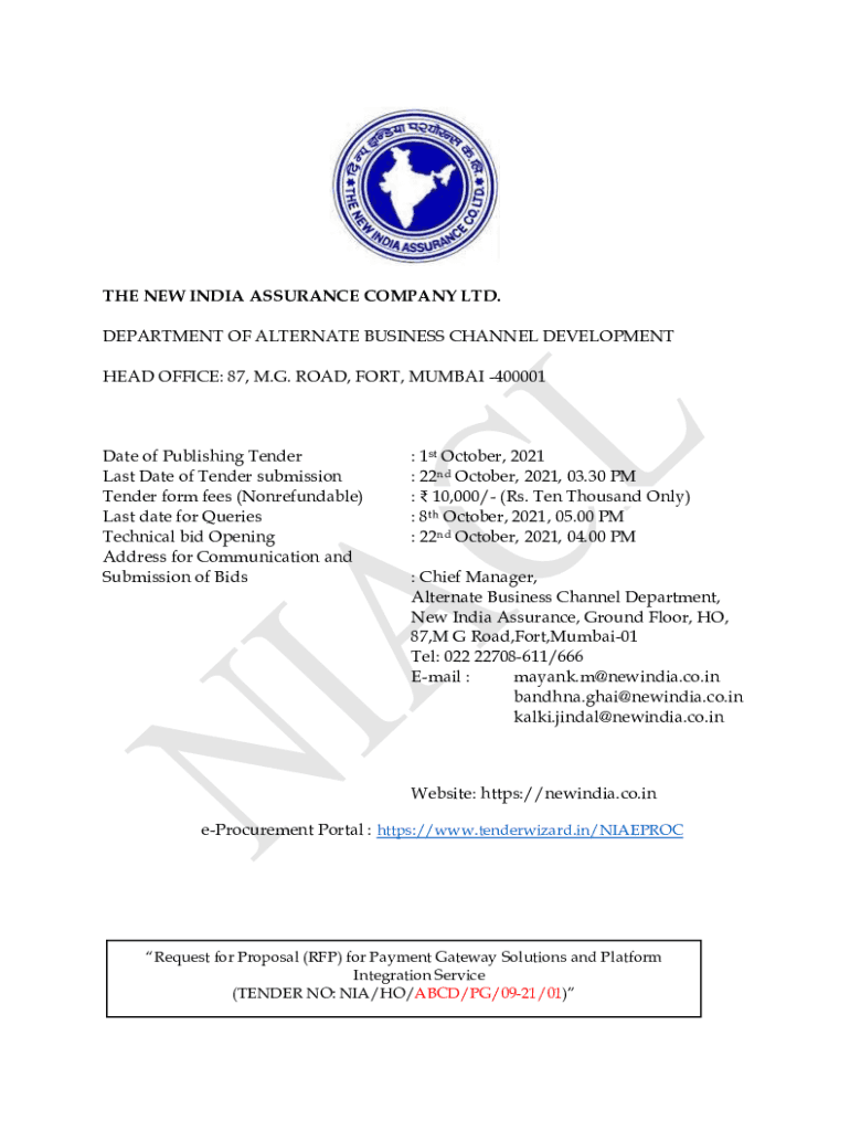 Fillable Online The New India Assurance (India's Premier Multinational ...