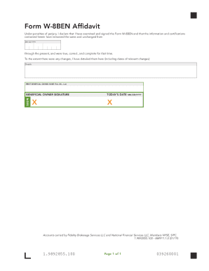 Fillable Online Form W-8BEN Affidavit. An affidavit signed by clients ...