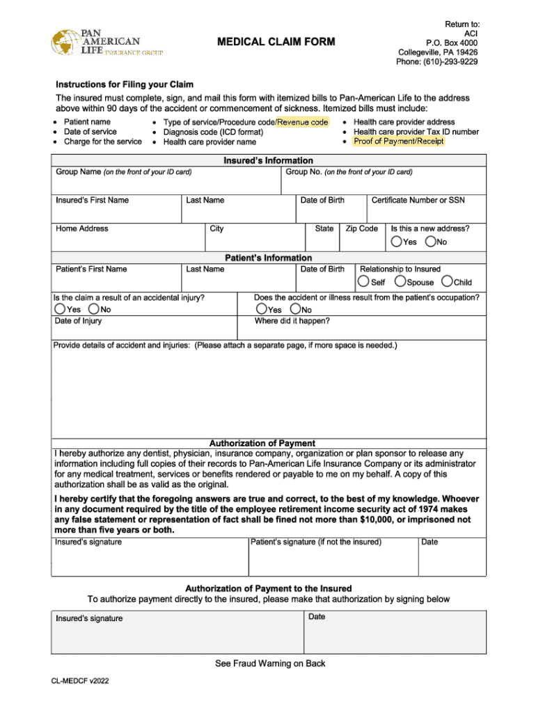 Fillable Online Pan American Medical Claim Form.pdf Fax Email Print ...
