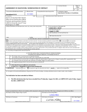 Fillable Online dcps dc 1. Contract Number Page of Pages AMENDMENT OF ...