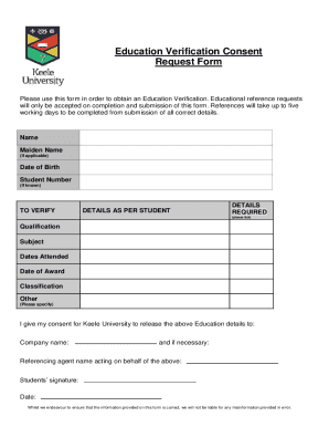 Fillable Online Education Verification Consent Request Form Fax Email Print - pdfFiller