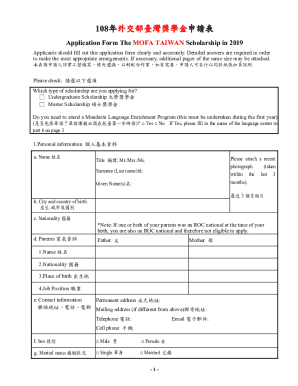 Fillable Online Guidelines for the MOFA Taiwan Scholarship Program Fax ...