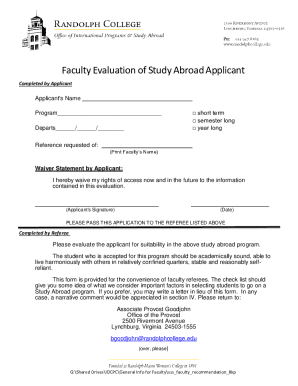 Fillable Online Study Abroad EvaluationMacaulay Forms Fax Email Print ...
