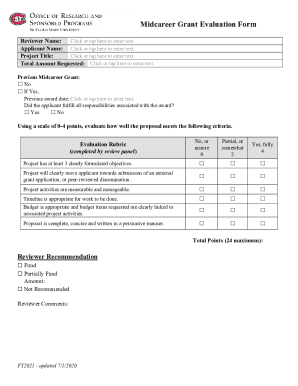 Fillable Online Midcareer Grant Evaluation Form - St. Cloud State ...