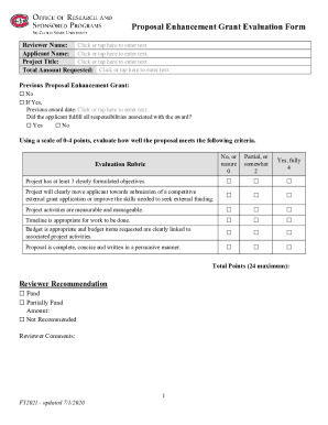 Fillable Online Proposal Enhancement Grant Evaluation Form Fax Email ...