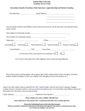 Fillable Online Jackson State University Academic Service Form ...