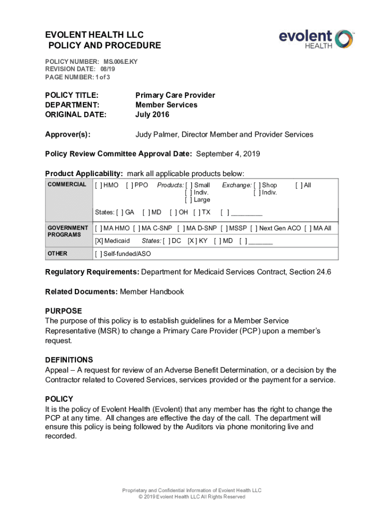Fillable Online finance ky Attachment C.13-2Policy MS.006.E.KY Primary ...