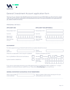 Fillable Online General Investment Account application form Fax Email ...