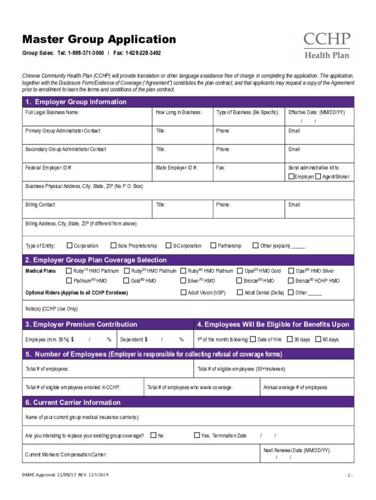 Fillable Online Fillable Online Employee Enrollment Form - CCHP Health ...