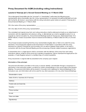 Fillable Online Proxy Document for AGM (including voting instructions ...