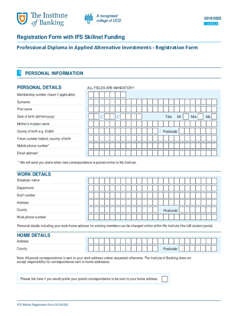 Fillable Online Registration Form with IFS Skillnet Funding ...