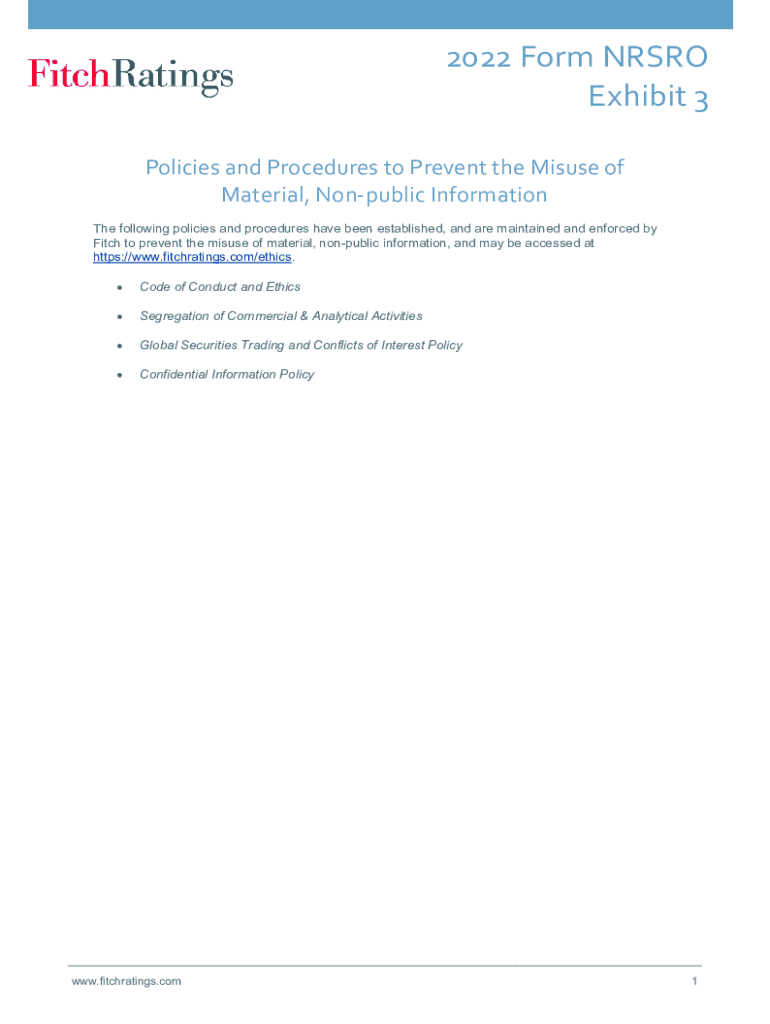 Fillable Online 2022 Form NRSRO Exhibit 3 Fax Email Print - pdfFiller