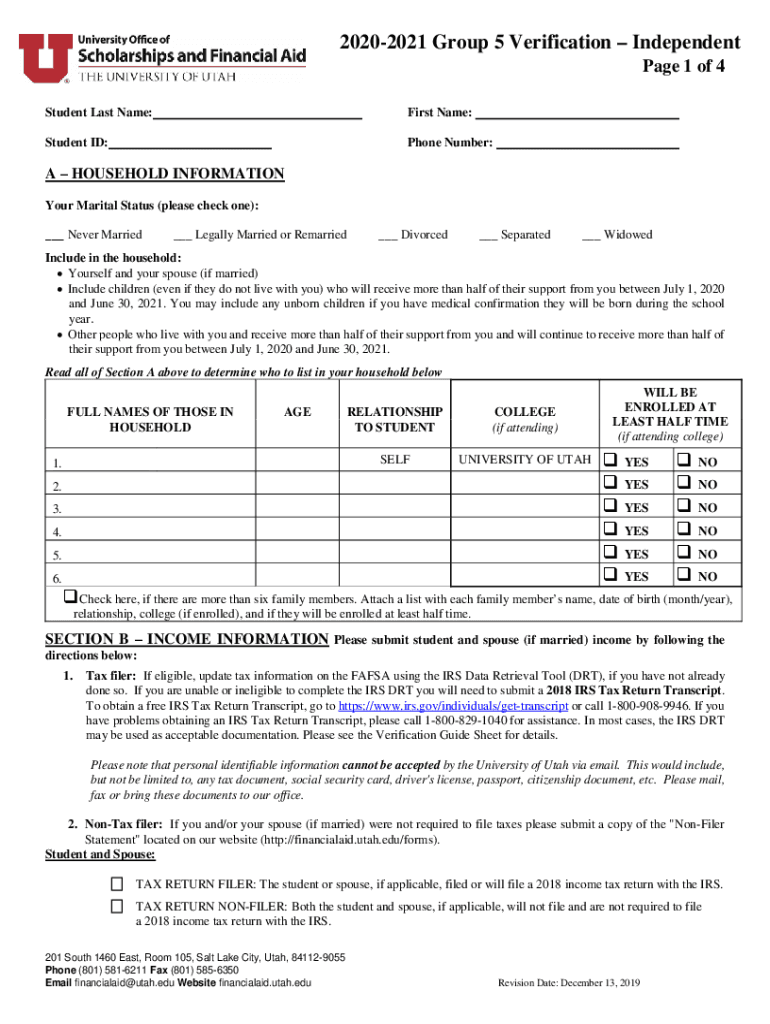 Fillable Online financialaid utah massasoit.eduwp-contentuploads2020-2021 INDEPENDENT ...