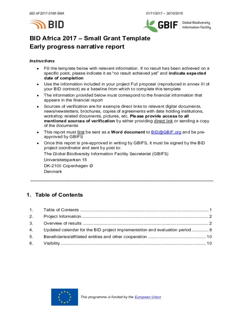 Fillable Online BID-AF2017-0168 SMA early progress report - assets.ctfassets.net Fax Email Print ...