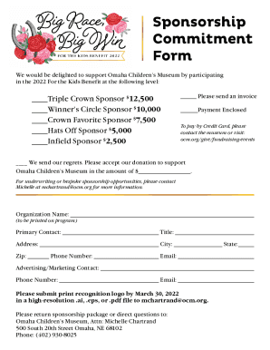 Fillable Online Sponsorship Commitment Form - Pride Foundation Fax ...