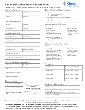 Fillable Online Behavioral Authorization Request Form Fax Email Print - pdfFiller