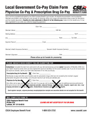 Fillable Online Local Government Co-Pay Claim Form - Long Beach, New ...