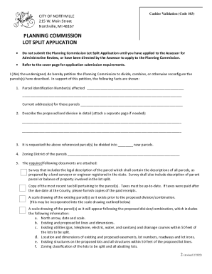 Fillable Online Lot Splits and Combinations - City of Northville, MI ...