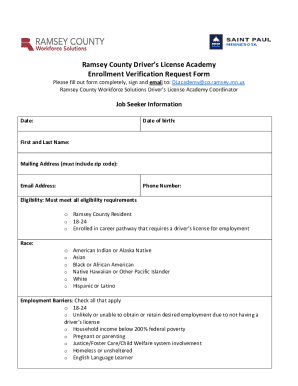 Fillable Online Ramsey County Drivers License Academy Enrollment ...