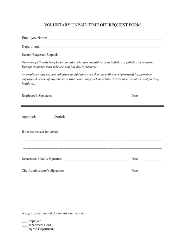Fillable Online Employee Time Off Request Forms (With Template and ...