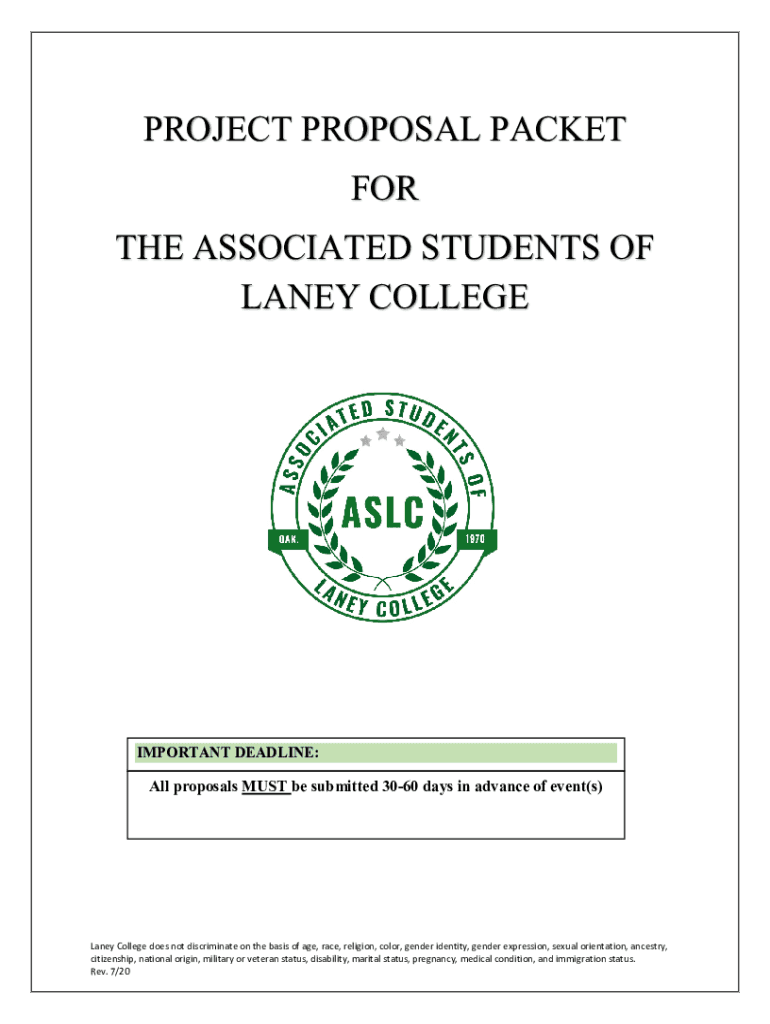 Fillable Online PROJECT PROPOSAL PACKET FOR THE ASSOCIATED STUDENTS OF ...