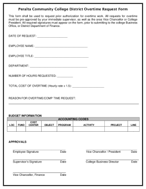 Fillable Online Used this form to request authorization for overtime ...