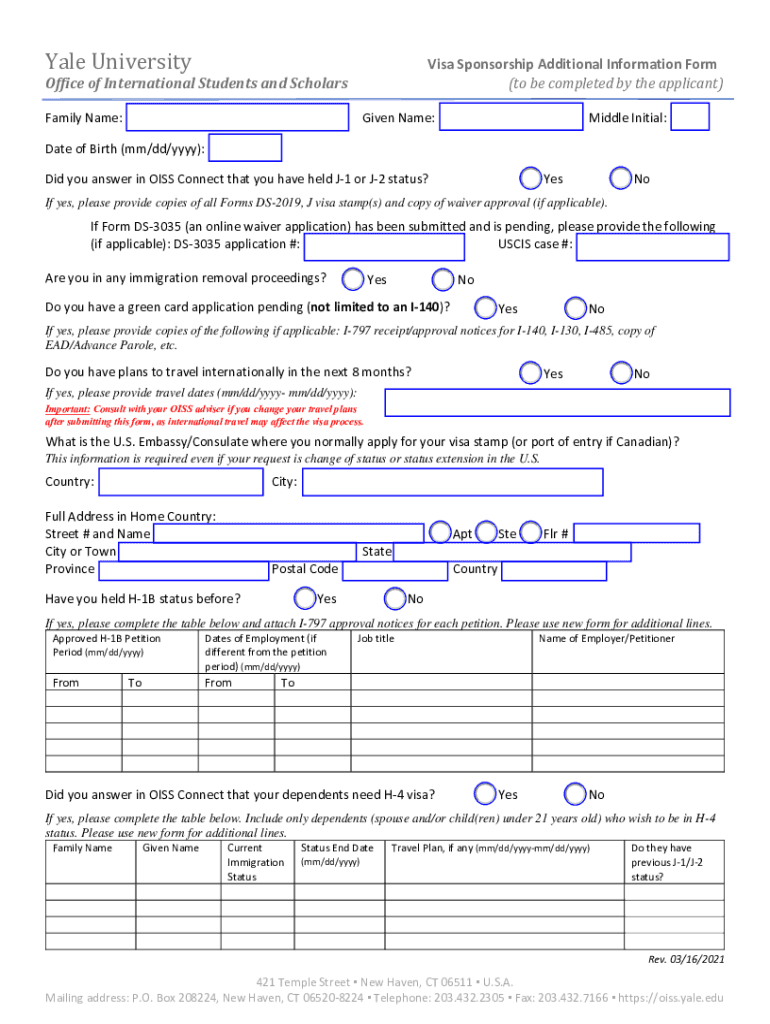 Fillable Online oiss yale Forms and Documents for ...