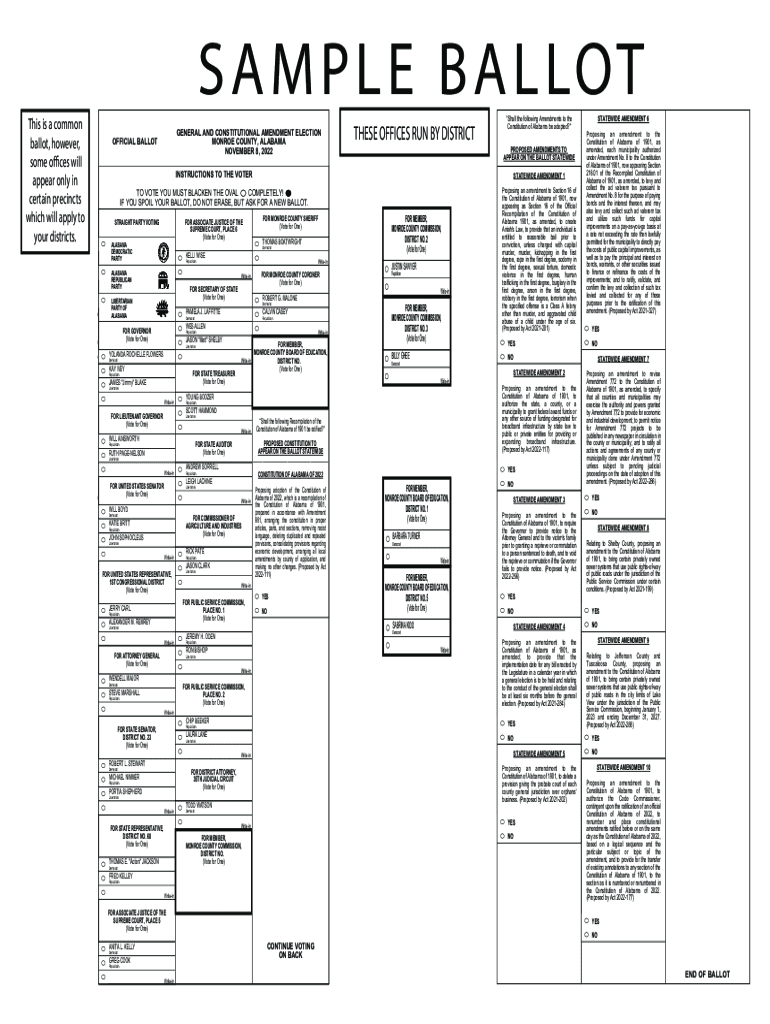 Fillable Online SAMPLE BALLOT - morgan.alacourt.gov Fax Email Print ...