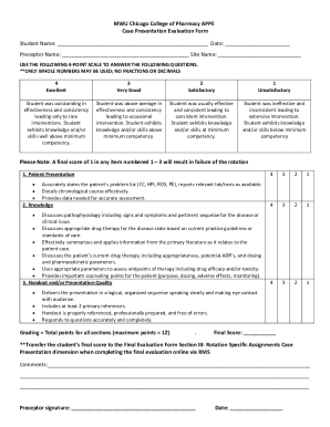 Fillable Online MWU Chicago College of Pharmacy IPPE Case Presentation ...