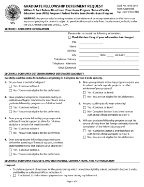 Fillable Online Graduate Fellowship Deferment Request - studentaid.gov ...