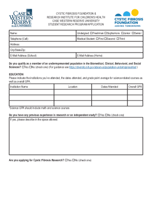 Fillable Online Cystic Fibrosis Foundation & Research Institute for Children's ... Fax Email ...