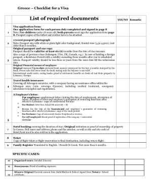 Fillable Online Greece Documents Checklist List of Required Documents ...