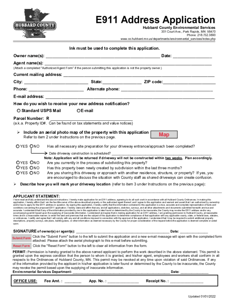 Fillable Online E911 Address Application 01012022 Fax Email Print - pdfFiller