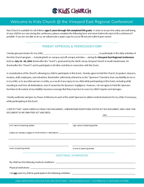 Fillable Online Kids Church permission form PDF Fax Email Print - pdfFiller
