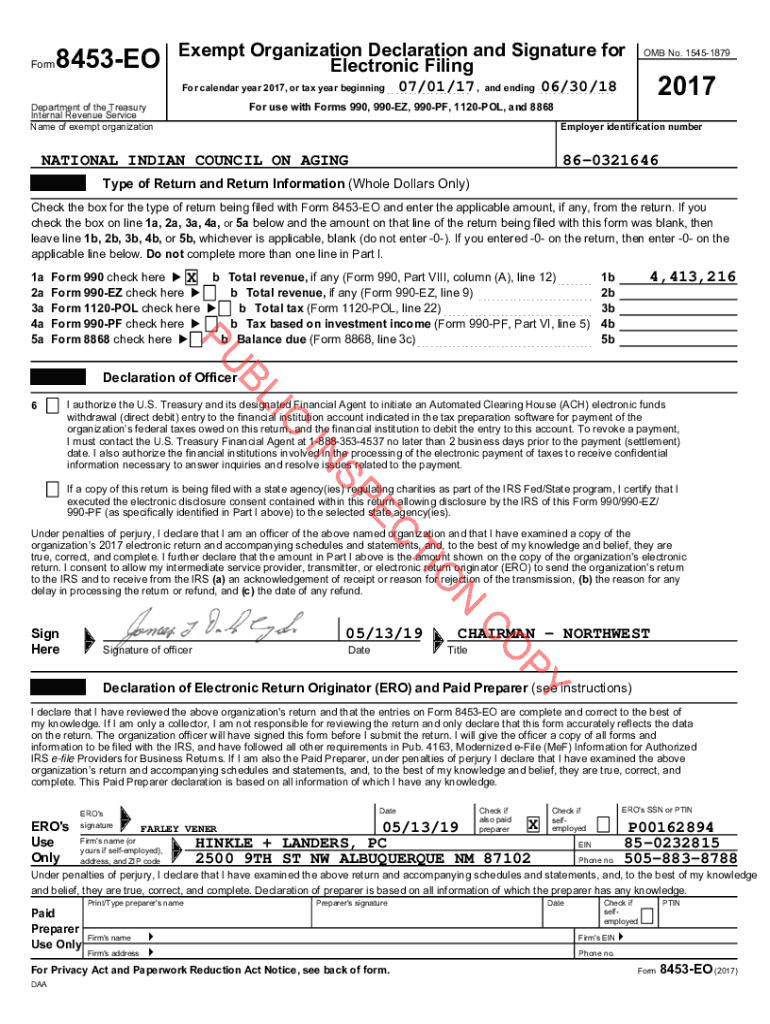 Fillable Online link.library.in.govportalForm-8453-EO-exemptForm 8453 ...