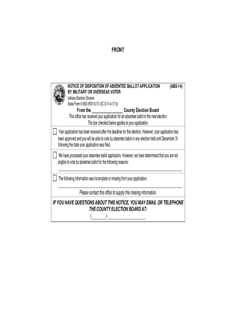 Fillable Online forms in NOTICE OF DISPOSITION OF ABSENTEE BALLOT ...