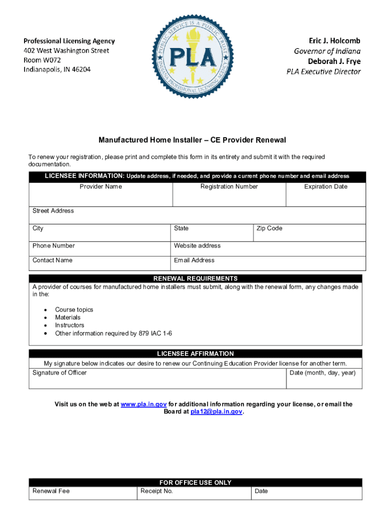 Fillable Online Generic MHI CE and Pre-Course Provider Renew Form Fax Email Print - pdfFiller